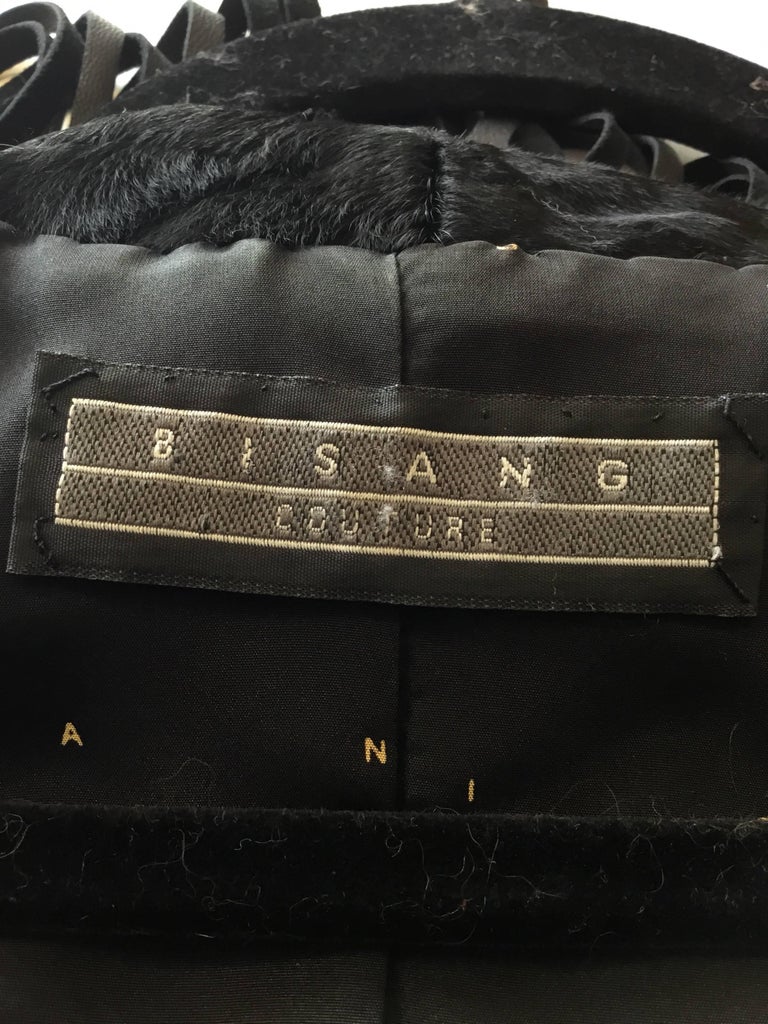 Bisang Couture Broadtail Jacket with Leather Fringe For Sale at 1stDibs