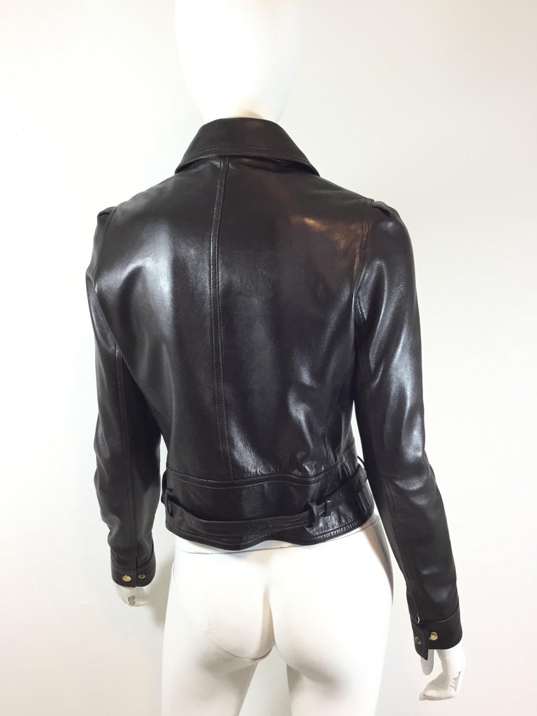 Celine Leather Jacket with Belt at 1stDibs
