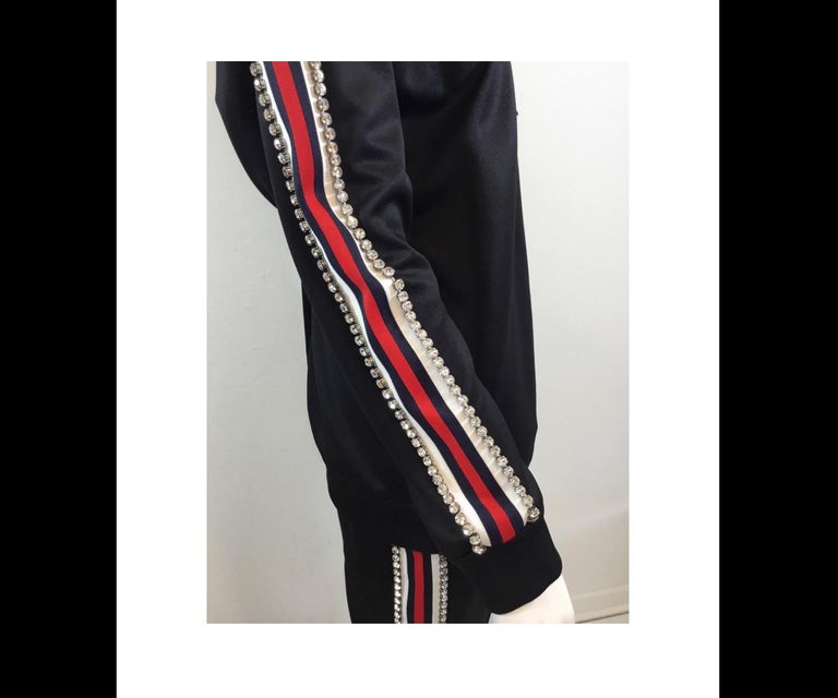 Gucci Tech-Jersey Zip Sweater with Swarovski Crystal Embellishing NWT ...