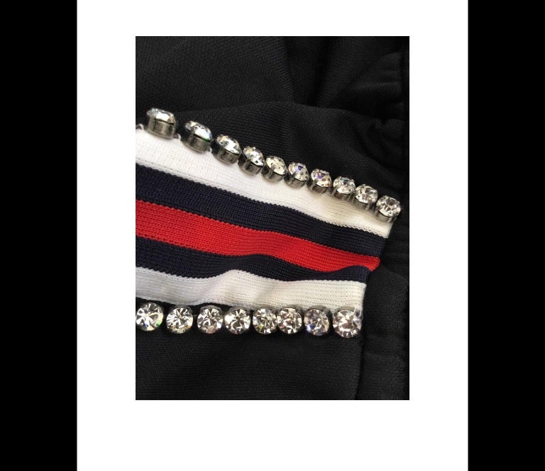 Gucci Tech-Jersey Zip Sweater with Swarovski Crystal Embellishing NWT ...