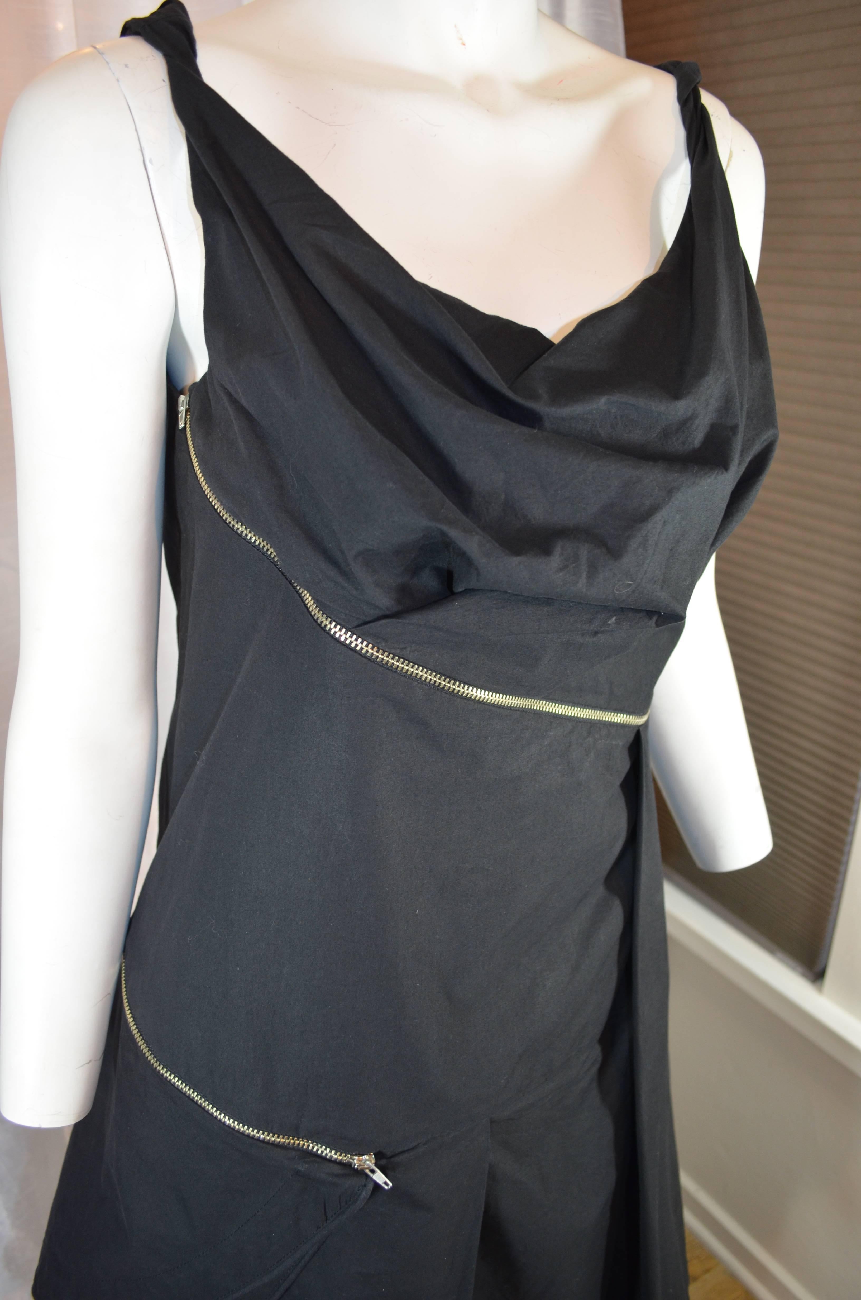 Hussein Chalayan Black Zippered Mini Sun Dress For Sale at 1stDibs ...