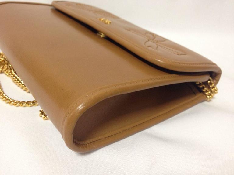 Vintage Nina Ricci tanned brown leather mini clutch shoulder bag with ...