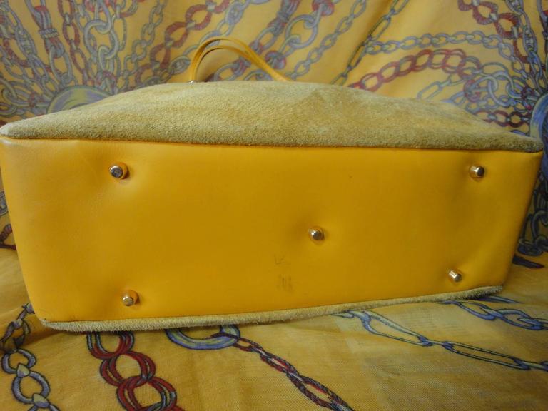 Vintage rare Gianni Versace yellow suede and leather bag with cut out ...