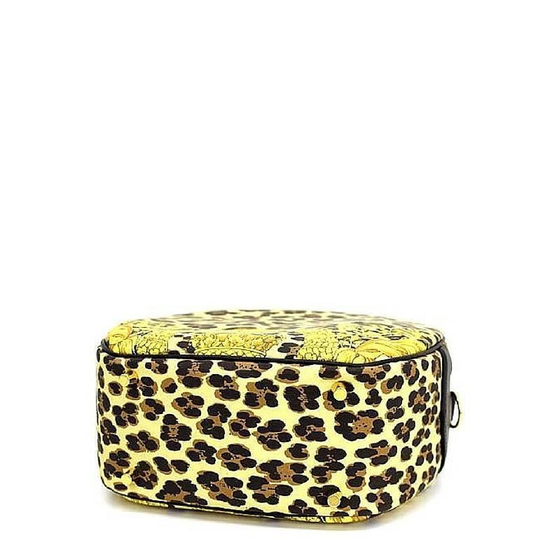 MINT. Vintage Gianni Versace leopard and gorgeous print round bag with ...