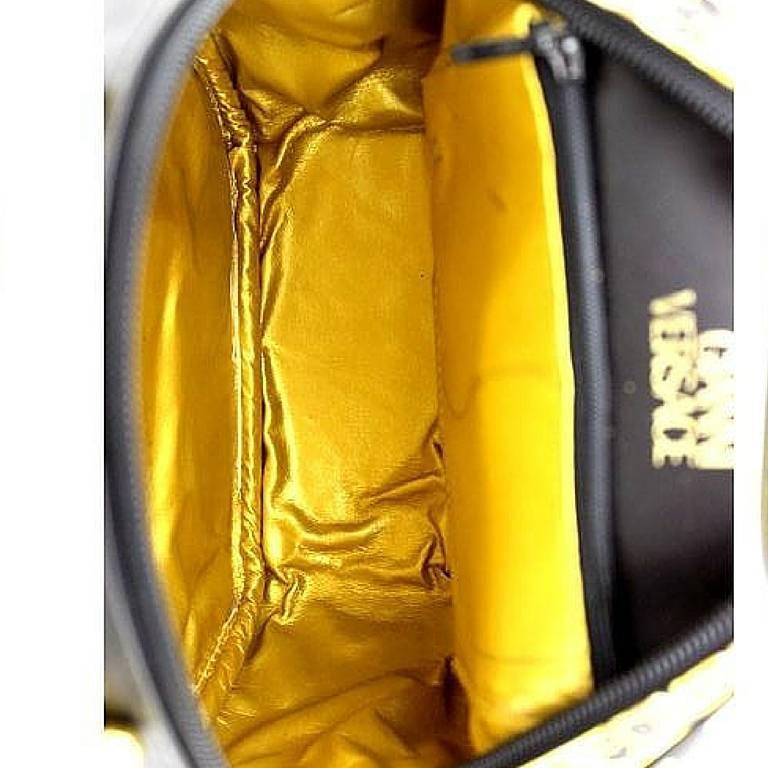 MINT. Vintage Gianni Versace leopard and gorgeous print round bag with ...