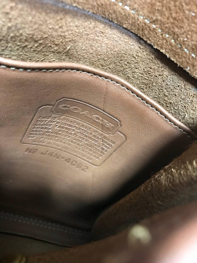 Vintage COACH genuine brown leather mini shoulder bag vertical ...