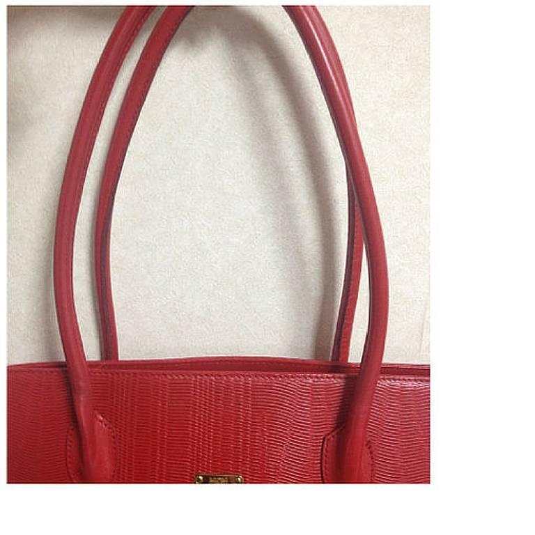 Vintage MCM red lizard embossed leather tote bag, Designed by Michael ...