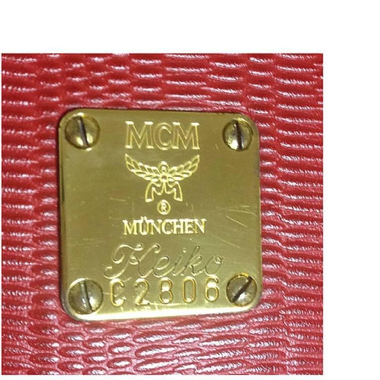 Vintage MCM red lizard embossed leather tote bag, Designed by Michael ...