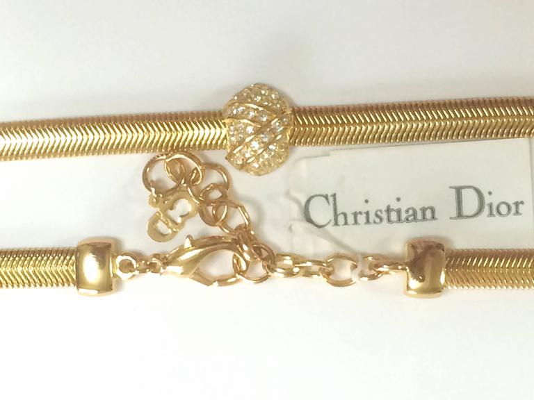 MINT. NEW.Vintage Christian Dior golden flat snake chain necklace with ...