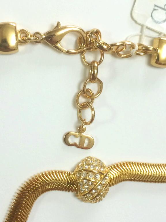 MINT. NEW.Vintage Christian Dior golden flat snake chain necklace with ...