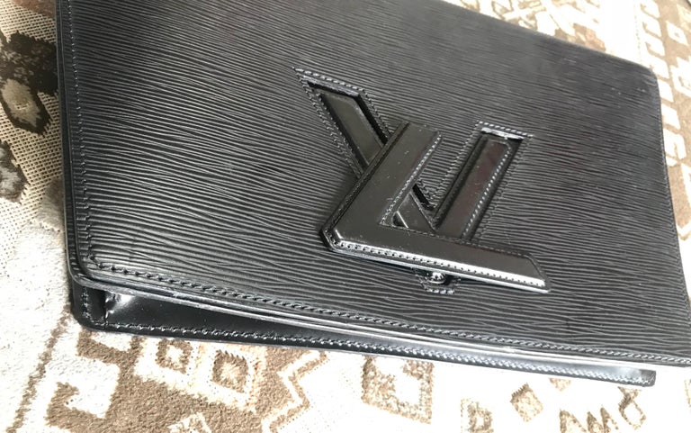 Vintage Louis Vuitton black epi trapezoid mod style clutch bag. Trapeze ...