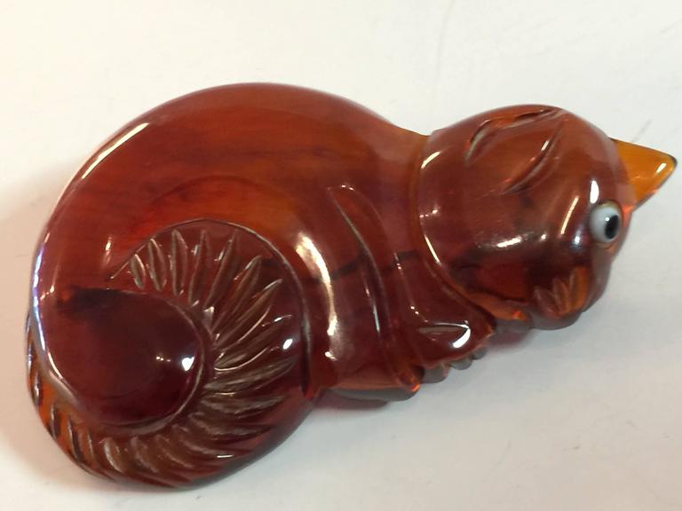1930s Adorable Figural BAKELITE CAT Kitty Feline Brooch Pin For Sale at ...