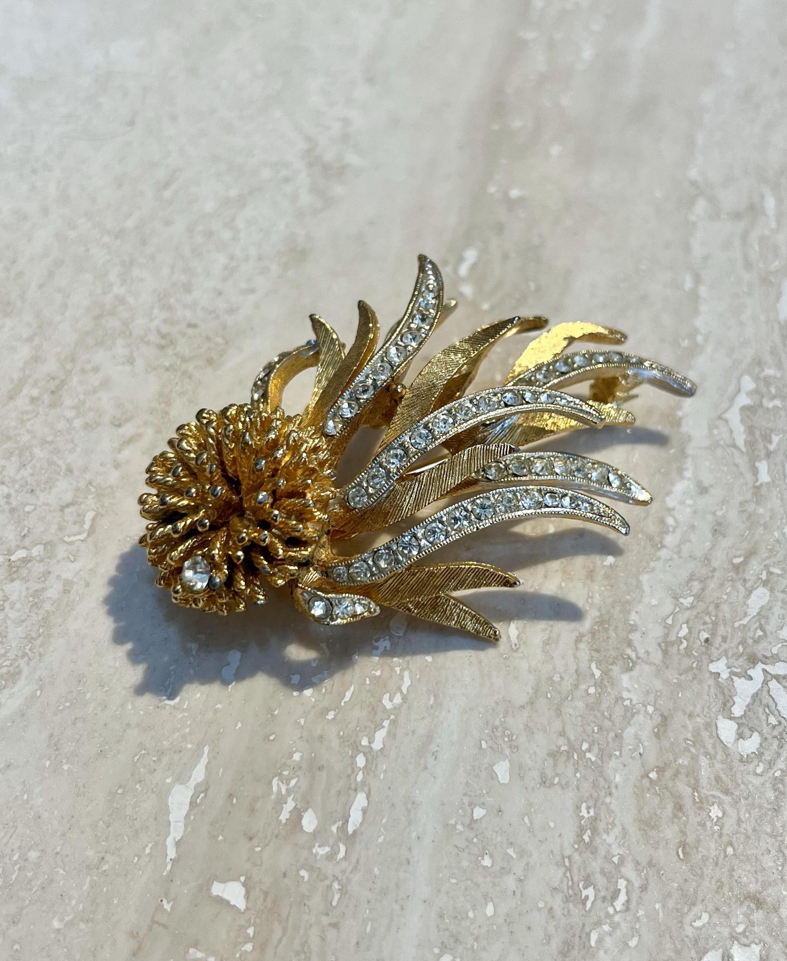 Vintage Rhinestone Statement Brooch For Sale at 1stDibs