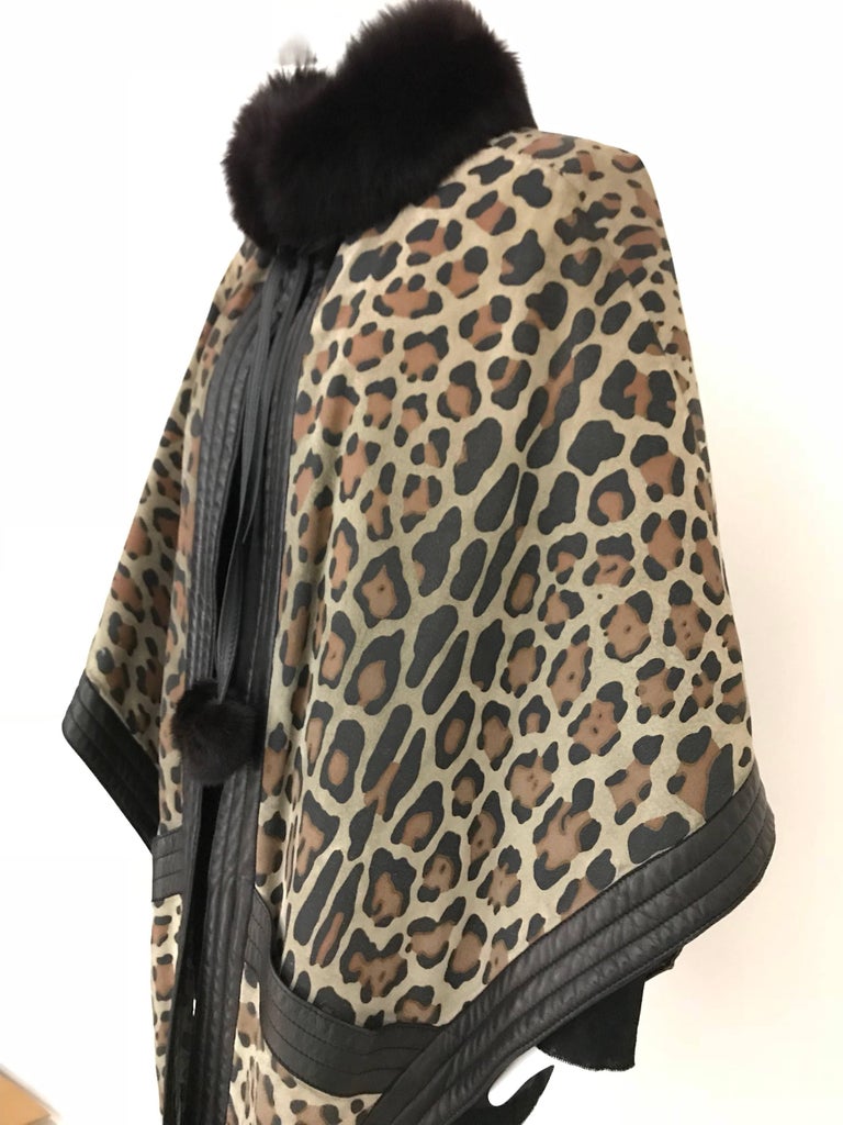 1970s Christian Dior Suede Leopard Print Cape with Fox Fur Collar at 1stDibs | christian dior ...