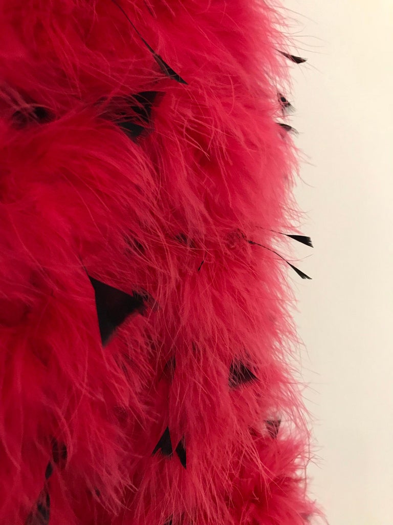 80s Red Ostrich Feather Crop Jacket at 1stDibs | red feather jacket