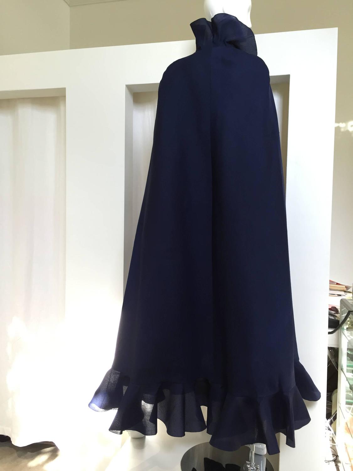 1970s Christian Dior couture navy silk linen cloak at 1stdibs