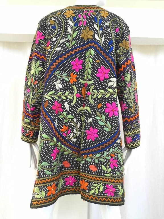 70s Multi color embroidered cotton coat at 1stDibs