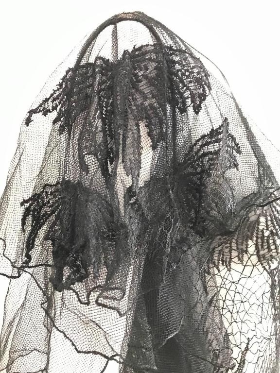 Black Lace Cobweb Gown with flutter sleeves, 1930s at 1stDibs | cobweb ...
