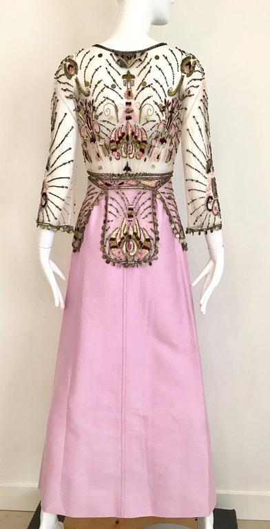 Roberto Cavalli Pale Pink Sheer Mesh Embroidered Beaded Cardigan Jacket ...
