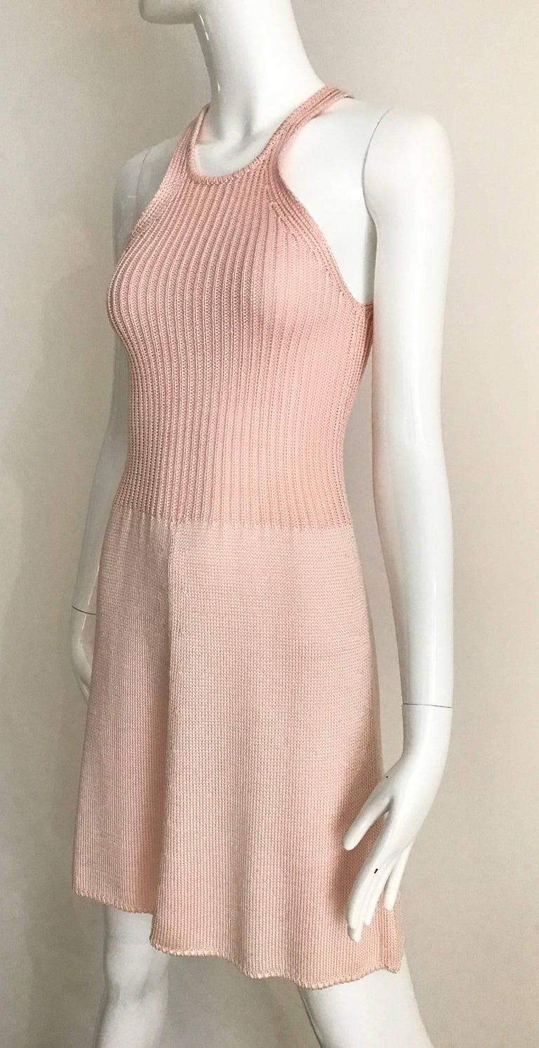 Vintage KRIZIA Pink Racer Back Mini knit Dress For Sale at 1stDibs