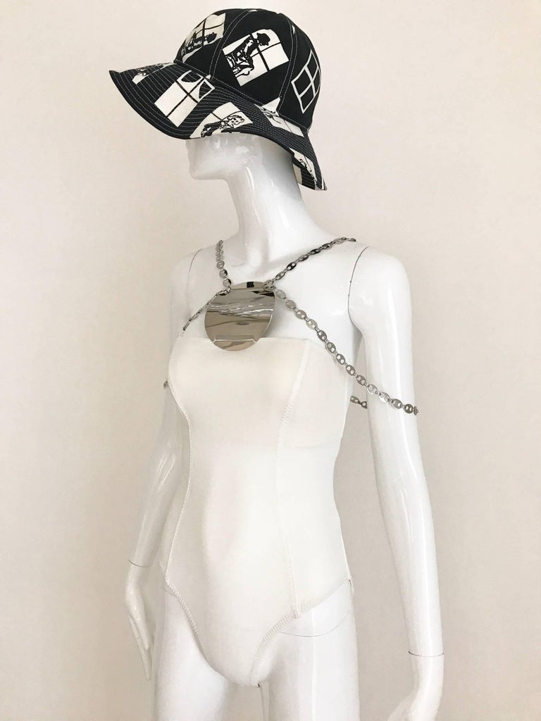 Vintage CHANEL Black and White COCO print Cotton Hat at 1stDibs ...