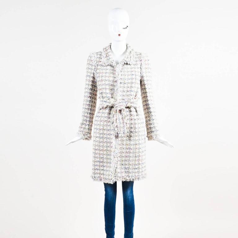 Chanel Spring 2004 Runway White Purple and Pink Tweed Belted Car Coat ...
