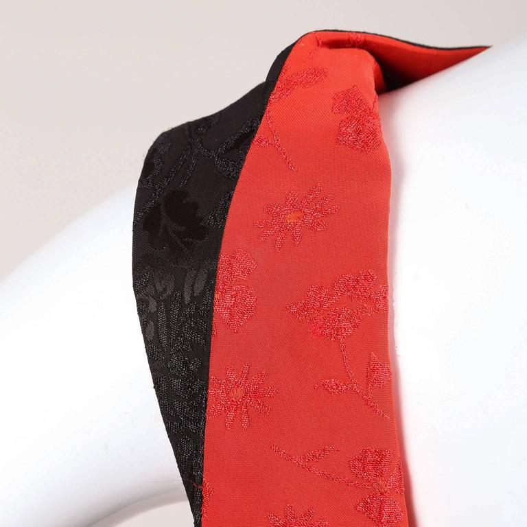 Vintage Gianni Versace Black Red Floral Embroidered Asymmetrical Dress ...