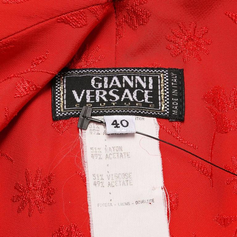 Vintage Gianni Versace Black Red Floral Embroidered Asymmetrical Dress ...