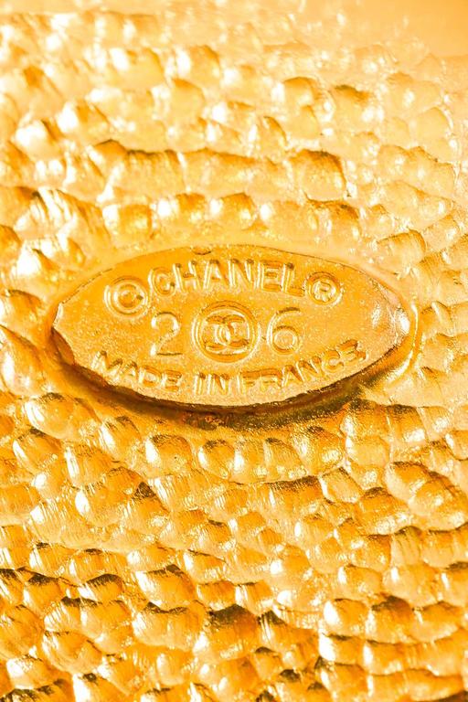 Vintage Chanel Gold Tone Hammered Blue Green Stone Embellished Cuff ...