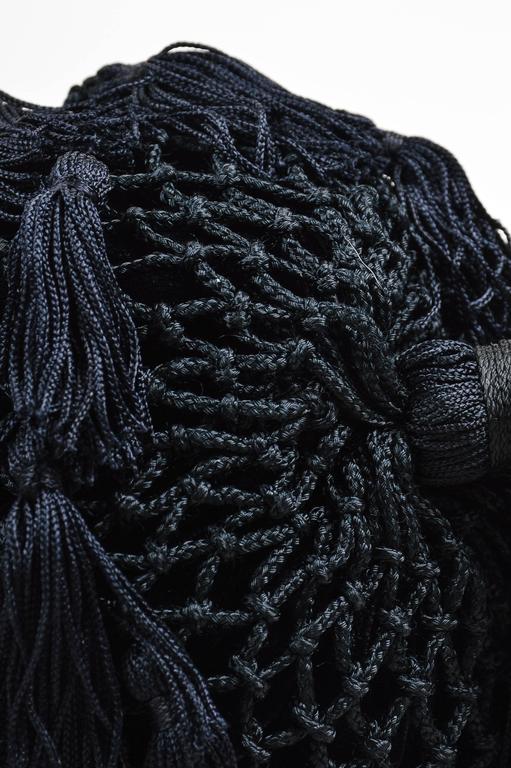 Vintage Bottega Veneta Black Velvet Woven Tassel Drawstring Bucket ...