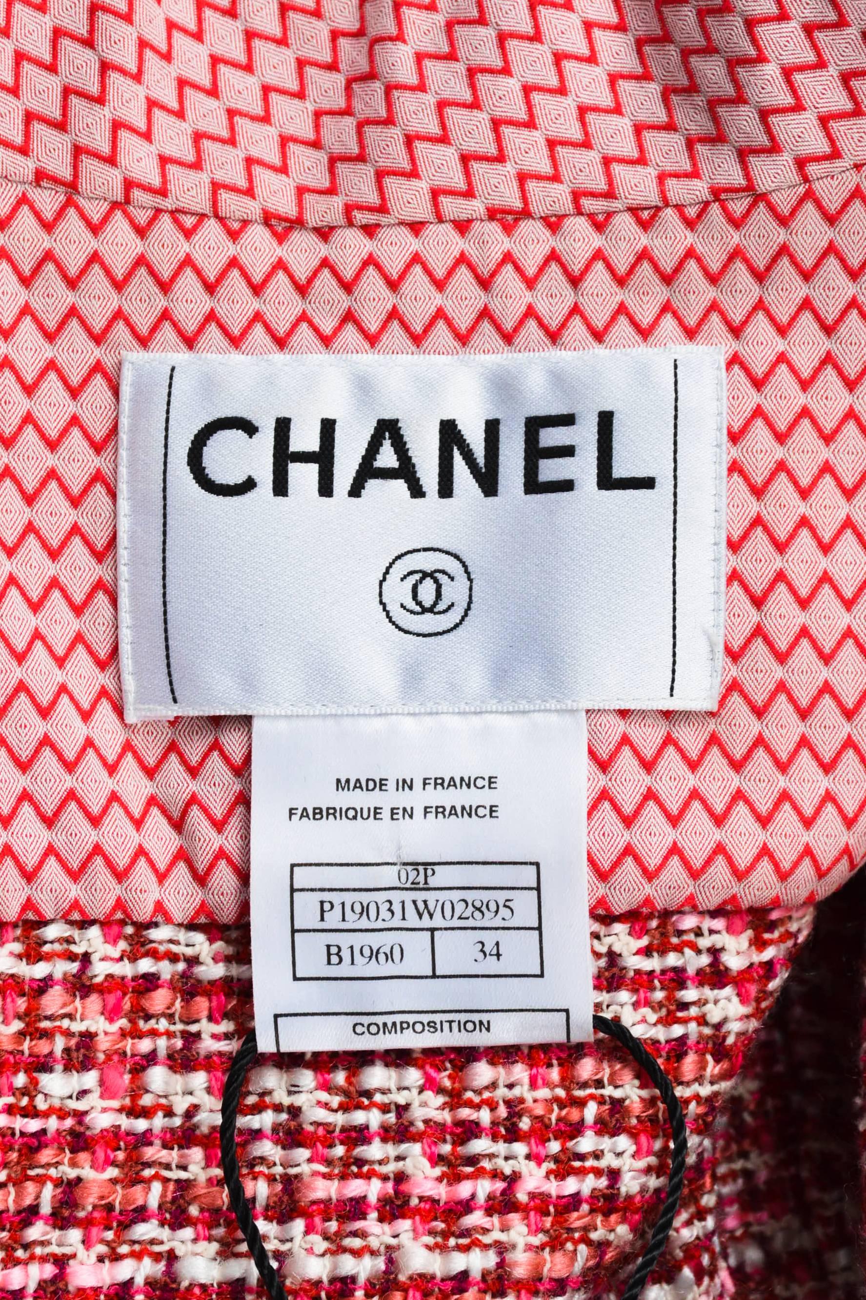 Chanel 02P Pink Red Tweed Chevron Print Trim Belted SS Jacket SZ 34 at ...