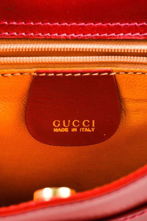 Vintage Gucci Red Box Calf Leather Gold Tone Metal Dual Strap Shoulder ...