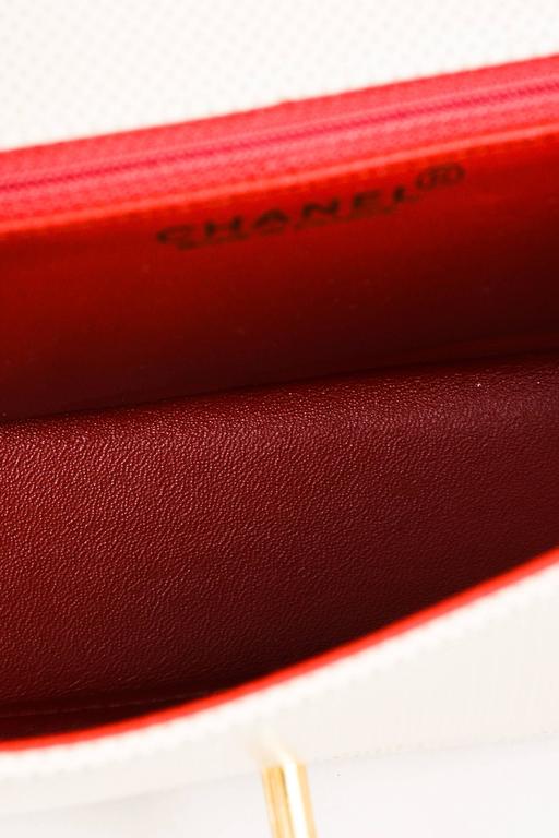 Chanel Taupe Red Perforated Leather Rolled Handle Flap Bag For Sale at ...