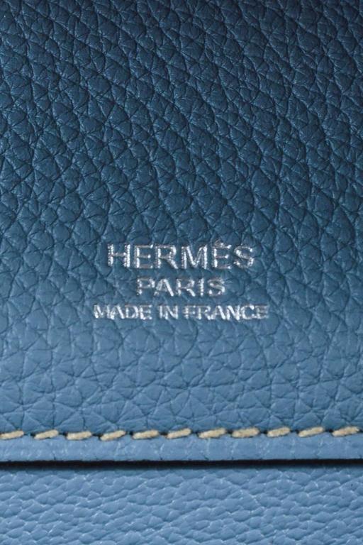 Hermes "Bleu Lin" Blue Togo Leather "Etribelt" Handbag For Sale at 1stDibs