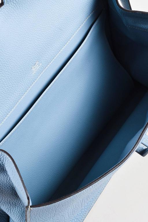 Hermes "Bleu Lin" Blue Togo Leather "Etribelt" Handbag For Sale at 1stDibs