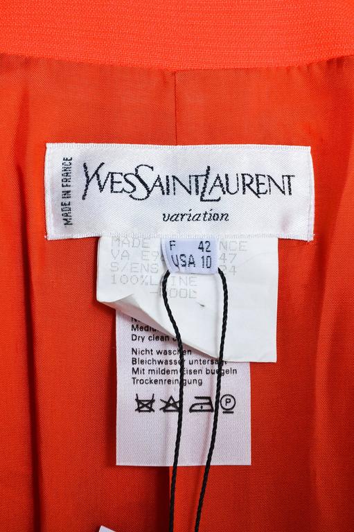 Vintage Yves Saint Laurent Variation Orange Wool Textured Jacket Size ...