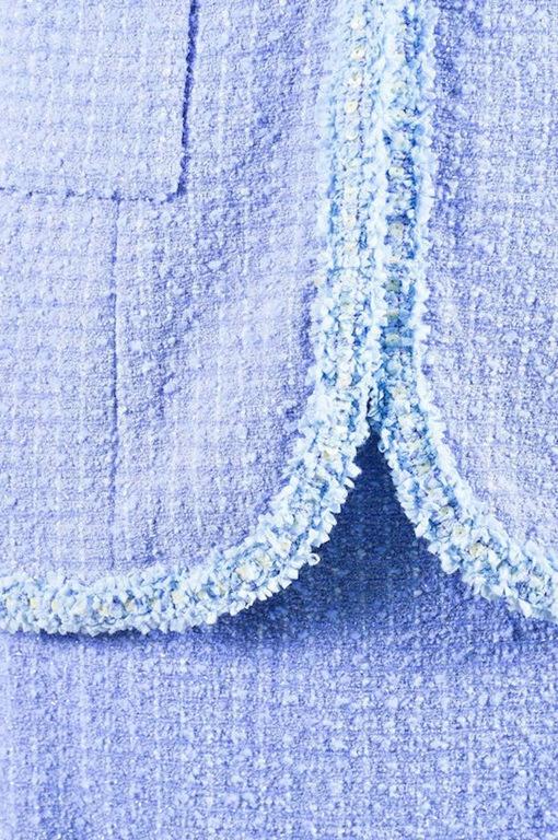 Chanel Boutique 95P Periwinkle Metallic Tweed Sequin Trim SS Skirt Suit ...