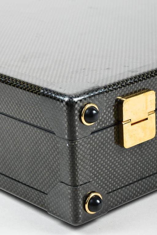 Hermes $16000 Graphite Carbon Fiber 18k Gold Plated "Attache" Briefcase ...