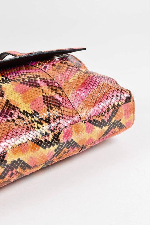 Chanel Pink Orange Multicolor Python Snakeskin 'CC' Top Handle Flap ...