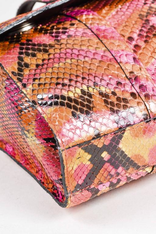 Chanel Pink Orange Multicolor Python Snakeskin 'CC' Top Handle Flap ...