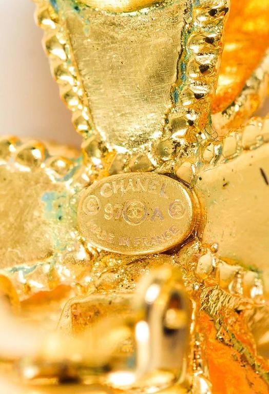 VINTAGE Chanel 97A Gold Tone 'CC' Logo Ribbon Bow Clip On Earrings For ...