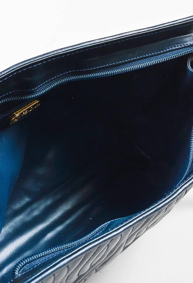 Vintage Fendi Navy Leather Quilted Gold Tone "Pasta" Shoulder Bag For ...