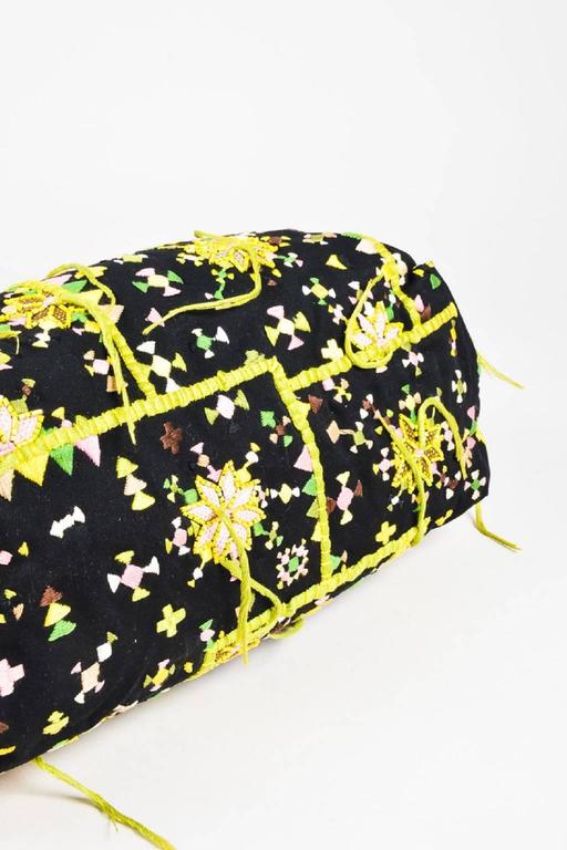 Fendi Black Green Pink Lizard Trim Embroidered Limited Edition Tote Bag ...