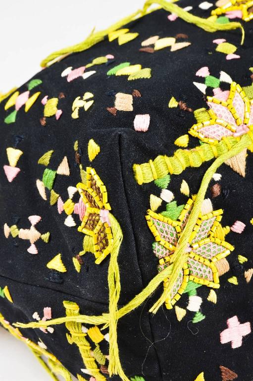 Fendi Black Green Pink Lizard Trim Embroidered Limited Edition Tote Bag ...