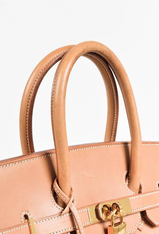 Hermes Tan and Khaki Chamonix Leather and Canvas Top Handle "Birkin" 35 ...