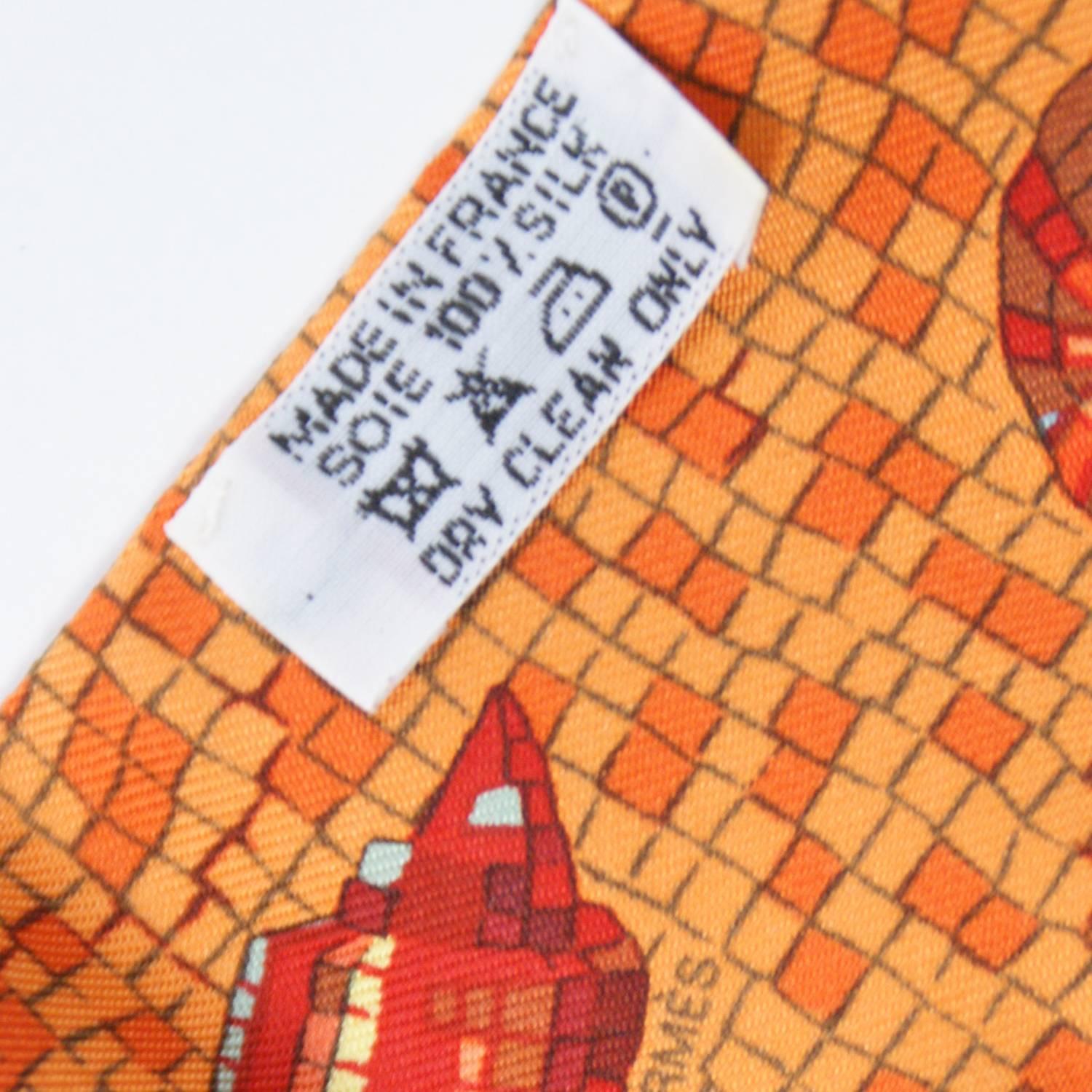 Hermes Orange Sea Shell Scarf Twilly at 1stdibs