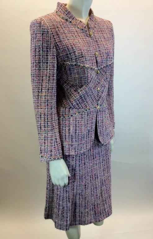Chanel 2 Piece Pink Multi Colored Tweed Skirt Suit at 1stDibs | chanel ...