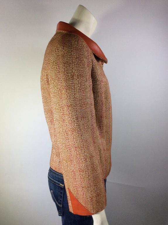 Chanel Burnt Orange Tweed Blazer Leather Embellishments For Sale at 1stDibs