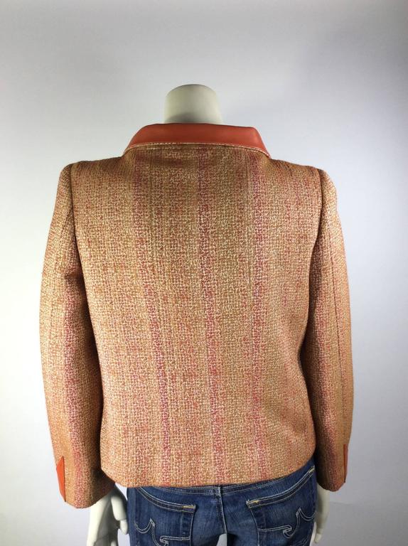 Chanel Burnt Orange Tweed Blazer Leather Embellishments For Sale at 1stDibs