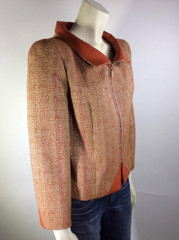 Chanel Burnt Orange Tweed Blazer Leather Embellishments For Sale at 1stDibs